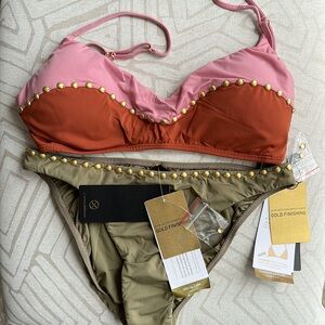 Vix | Swim | Vix Color Block Studded Bikini With A Full Bottom Dl ...